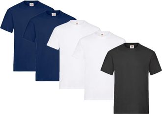 Fruit Of The Loom Herren Heavy Cotton T T-Shirt auch Farbsets M L XL XXL 3XL 5 Pack,2X Navy + 2X Weiss + 1x Schwarz + 1 HL Kauf Notizblock-3XL