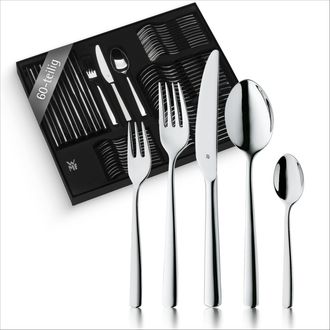 WMF Boston Besteck Set 12 Personen, Essbesteck 60 teilig, Monobloc-Messer, Cromargan Edelstahl poliert, gl&auml;nzend, sp&uuml;lmaschinenfest