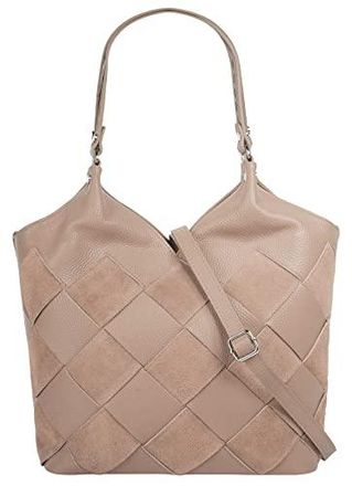 Samantha Look Sac shopping Femme cuir v&eacute;ritable | Fabriqu&eacute; en Italie, sac bandouli&egrave;re polyvalent, aspect tress&eacute;, compartiment pour smartphone 021388
