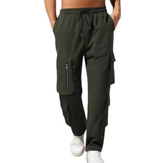 Generic Pantalon cargo pour homme - Coupe droite et confortable - Coupe d&eacute;contract&eacute;e - Extensible - Avec plusieurs poches - Tendance - D&eacute;contract&eacute; - Extensibl
