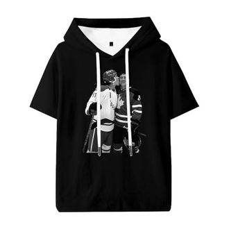Generic HeatRivalry Hollanov T-shirt &agrave; capuche Rozanov Hollander pour femmes et hommes T-shirt &agrave; manches courtes d&eacute;contract&eacute; Streetwear Tops, Noir, 4XL