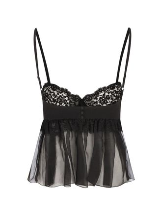 Chlo&eacute; Lace Silk Tank Top - Black