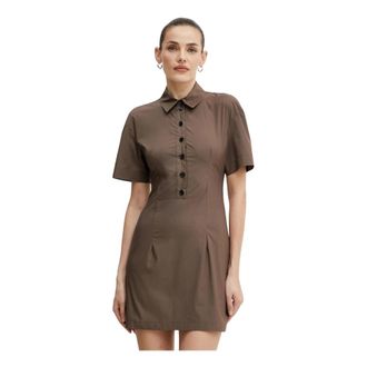 Patrizia Pepe Kleid mit durchgehender Knopfleiste und offenem R&uuml;cken - - Dresses - Damen - Braun - L
