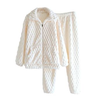 Generic Pyjama Homme Hiver Pyjama Polaire Homme Peignoir Couple Style Kimono Automne Hiver Ceintur&eacute; en Flanelle Doubl&eacute;e &Eacute;paisse Cardigan Assorti