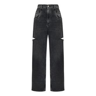 Maison Margiela Schwarze Jeans mit Slash-Details und lockerer Passform - - Jeans - Damen - Schwarzk - XS