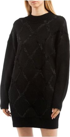 Patrizia Pepe Femme, Robes, Noir, Taille: 36 FR Argyle Knit Dress
