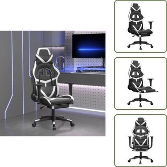 vidaXL Gaming-Stuhl mit Massage & Fu&szlig;st&uuml;tze Schwarz & Wei&szlig; Kunstleder - Gaming Stuhl - Gamer Chair - PC Stuhl - Schreibtischstuhl - Ergonomischer Stuhl