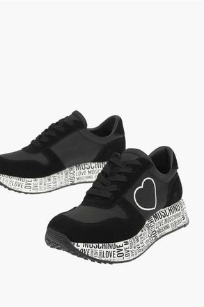 Moschino LOVE suede leather and fabric sneakers with logoed sole size 38