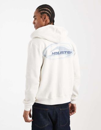 Hollister Sweat &agrave; capuche zipp&eacute; &agrave; logo graphique au dos - Blanc