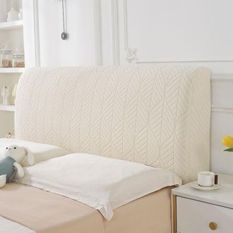 Generic Stretch Staubschutzh&uuml;lle mit vertikalen Streifen Bettkopfteil Bezug f&uuml;r Queen King Full Size Betten Kopfteil Bezug zur Schlafzimmerdekoration Beige Qu