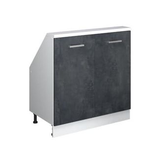 Vicco Meuble de Rangement sous Pente Rion, Noir b&eacute;ton/Blanc, avec 2 Portes