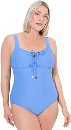 Ulla Popken Badeanzug, Brustraffungen Maillot de Bain Une pièce, Bleu Acier, 48 Femmes