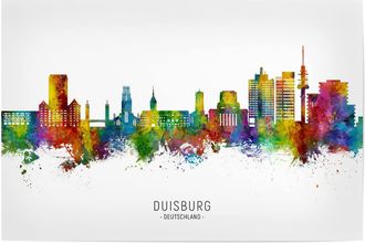 artboxONE Poster 90x60 cm Städte Duisburg Germany Skyline txt - Bild Duisburg Cityscape Deutschland
