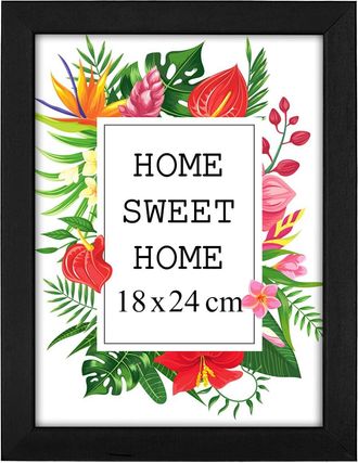 MG Design Schwarz Bilderrahmen 18 x 24 cm - Aus echtem Holz mit Acrylglas, zum Aufhängen & Aufstellen, für Fotos, Poster & Puzzle