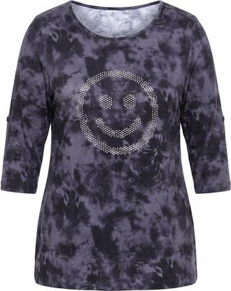 Angel Of Style T-Shirt T-Shirt Komfort Fit Batikmuster Glitzer-Smiley
