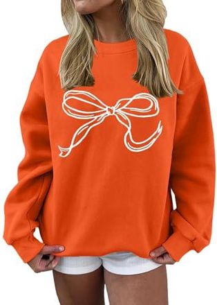 Generic Sweat-shirt surdimensionné pour femme - T-shirt basique à manches longues - Imprimé - Décontracté - Sans capuche - Décontracté - Streetwear - Manches 