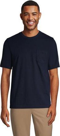 Lands End Super-T Kurzarm-Shirt mit Brusttasche, Classic Fit, Herren, Größe:56-58 regular, Blau, Baumwolle, by Lands End