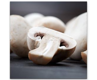 Paul Sinus Art Leinwandbilder | Bilder Leinwand 60x60cm Champignons mit dunklem Hintergrund