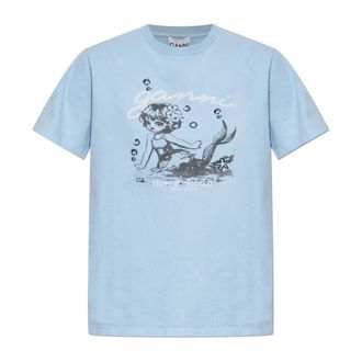 Ganni T-Shirt mit Print - - Tops - Damen - Blau - M