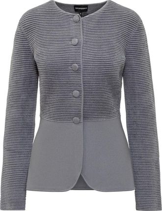 Emporio Armani Femme, Pulls, Gris, Taille: 46 FR Veste cardigan en tissu ottoman avec basque