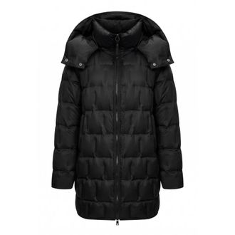 Cesare Gaspari Kapuzen-Daunenmantel in mittlerer L&auml;nge - - Coats - Damen - Schwarzk - M