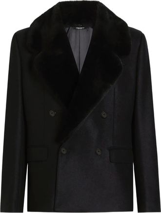 Dolce & Gabbana Blazer mit Kragen aus Faux Fur - Schwarz