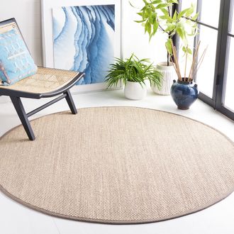 Safavieh Naturfaser Teppich f&uuml;r Wohnzimmer, Esszimmer, Schlafzimmer - Natural Fiber Collection, Kurzer Flor, Nat&uuml;rlich und Beige, 122 X 122 cm