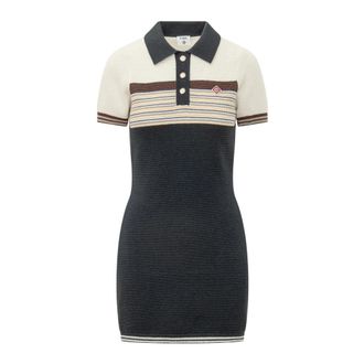 Casablanca Cafe Stripe Polo Kleid - - Dresses - Damen - Blau - L