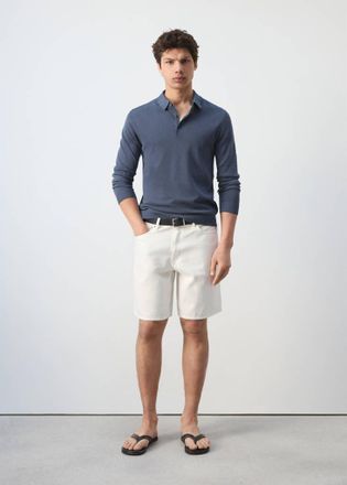 Mango Polo 100 % piqu&eacute; de coton bleu indigo - Homme - XXL - MANGO MAN