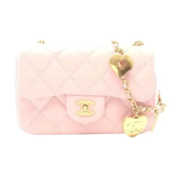 Chanel unisex, Pre-owned, Rose, Taille: ONE Size Sac bandouli&egrave;re matelass&eacute; matelass&eacute; en cuir dagneau Pre-owned