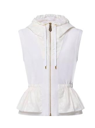 Louis Vuitton Cream Sleeveless Hooded Bi-Fabric Knit Jacket Size M