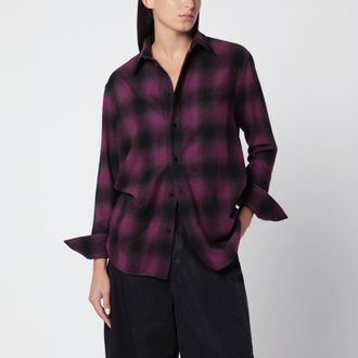 Balenciaga Purple/black checked shirt in wool blend