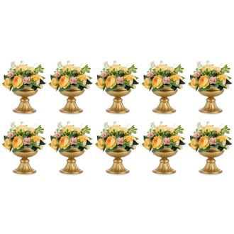 Nuptio Nuptio Gold Vasen für Mittelstücke Hochzeit - 10 Stück 16.4cm Höhe Metall Urne Vase Elegante Bulk Hochzeit Mittelstücke für Tische Blume Trompete Vase