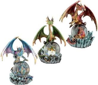Puckator Crystal Orb Dark Legends Dragon Schneekugel, Kunstharz, Mehrfarbig, Höhe 18 cm, Breite 14-15 cm, Tiefe 11 cm, 1 Stück