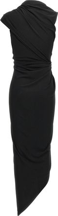 Balenciaga Draped Jersey Dress - Black