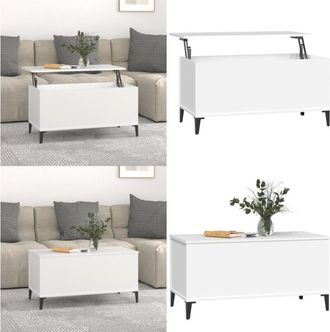 vidaXL Vidaxl - Table basse Blanc 90x44,5x45 cm Bois dingénierie - Table Basse Blanche - Meuble Salon - Table Dappoint - Design Moderne - Table Relevable
