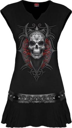 Spiral High Priestess - Mini robe noire &agrave; taille clout&eacute;e - Num&eacute;rique, Noir, 3XL