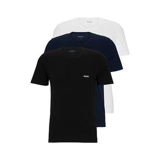 BOSS 3-Pack Crew Neck Cotton Jersey T-Shirts, Blanc Clair, Bleu, Bleu Marine, Noir Terre, M Homme