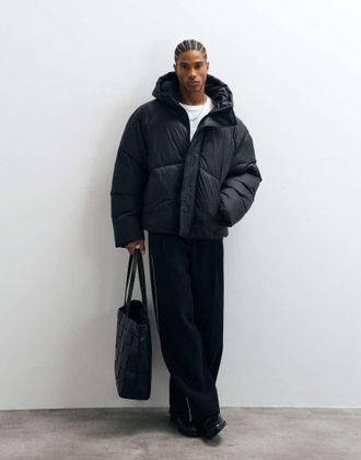 Asos Peakmax Pufferjacke in Schwarz