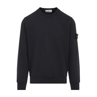 Stone Island Kohlegrauer Baumwoll-Sweatshirt mit Ikonischem Label - - Sweatshirts & Hoodies - Herren - Schwarzk - L
