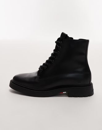 Tommy Hilfiger Bottes à lacets confortables en cuir - Noir