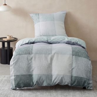 Bedsure Bettw&auml;sche 135x200 2teilig Bettbezug - Bettw&auml;sche-Sets 135 x 200 cm mit Kissenbezug 80x80 cm, &Ouml;KO-TEX Wendebettw&auml;sche Bedding Blau Plaid Kariert Muste