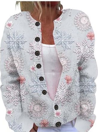 Generic 2026 Vestes de No&euml;l pour femme Cardigan Veste porte-bonheur imprim&eacute;e &agrave; poitrine, multicolore, 4XL