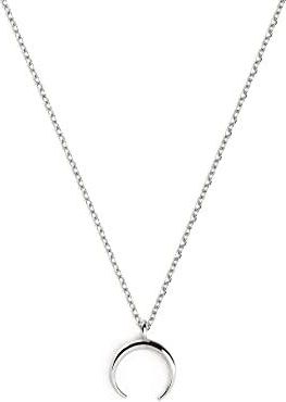 Singularu Collier Moonset Argent. Pendentif en Argent Sterling 925 avec Finition Plaqué Rhodium et Demi-Lune. Chaîne Taille Unique. Bijoux pour Femme