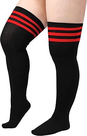 Dreshow Femme Grande Taille Chaussettes Hautes de Cuisse Montantes Chaussettes de Genoux Jambières Chaussettes pour Sport Cosplay