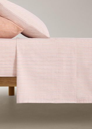 Mango Drap-housse enfant coton percale rayures lit 90 cm rouge-orang&eacute; - Home - Lit 90 cm - MANGO HOME