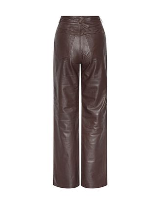Rotate Lambskin Leather Trousers - Brown