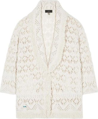 Alanui Femme, Pulls, Blanc, Taille: 38 FR Cardigan Ouvert En Maille &Agrave; Franges