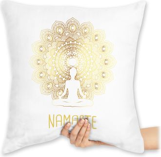 Shirtracer Kissen 40x40 Zierkissen - Namaste Yoga Chakra Mandala - 40 x 40 cm - Weiß - Joga Fans Meditation Geschenke für Alles Motiven mit Motiv