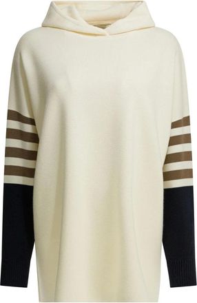 Max Mara Femme, Sweatshirts et sweats &agrave; capuche, Blanc, Taille: 38 FR Striped Sleeve Knit Sweat &agrave; capuche